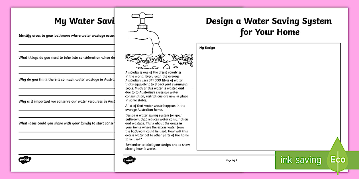 Water Saving Design Task | Year 3-4 | Design Technology