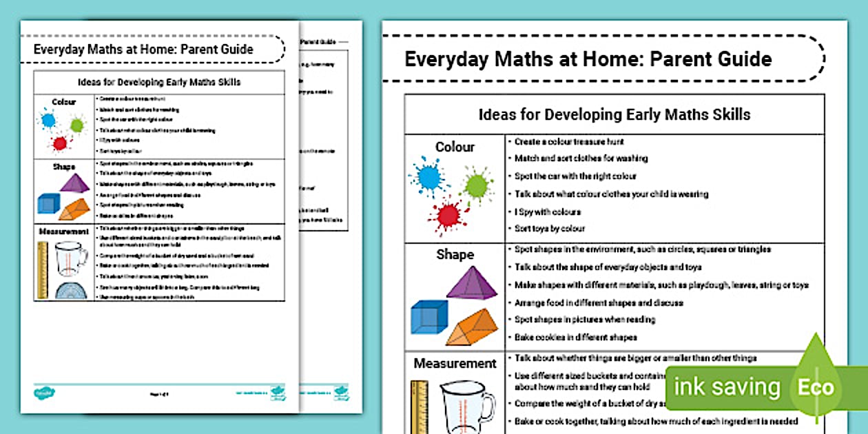 Everyday Maths At Home EYLF Adult Guidance (teacher made)