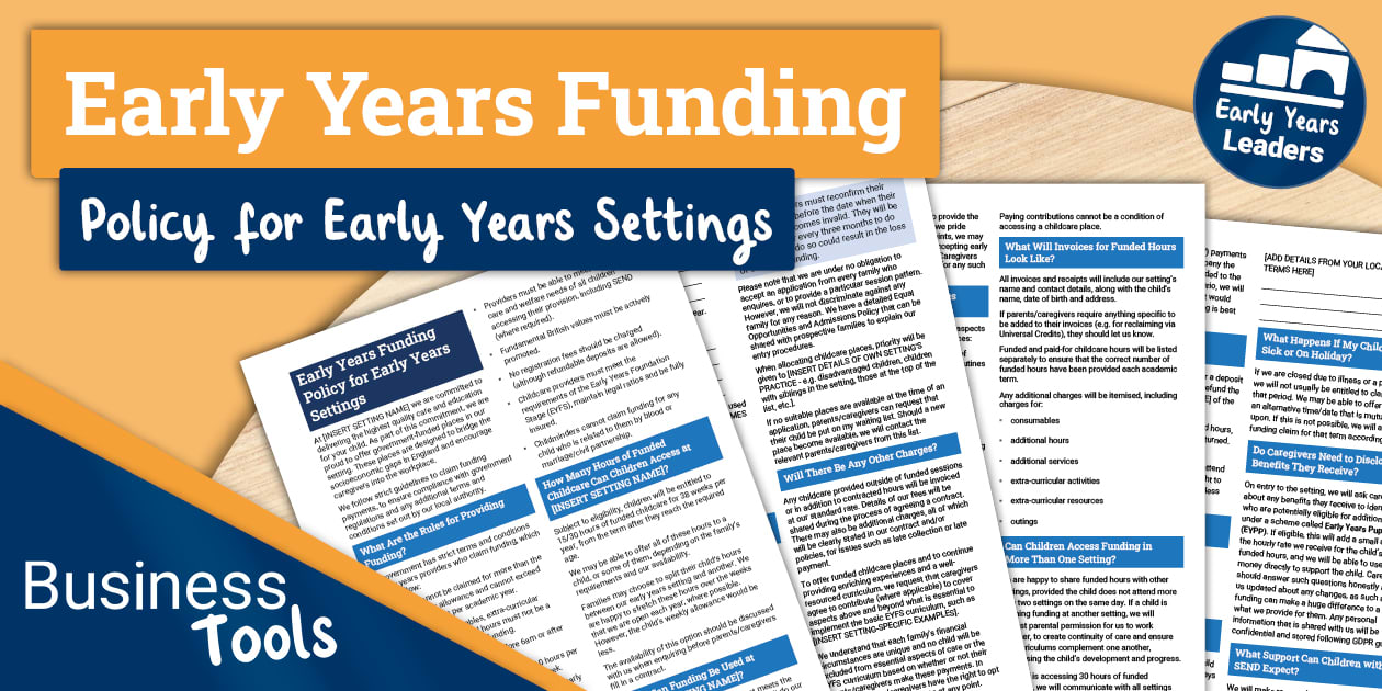 Early Years Funding Policy for Early Years Settings | Twinkl