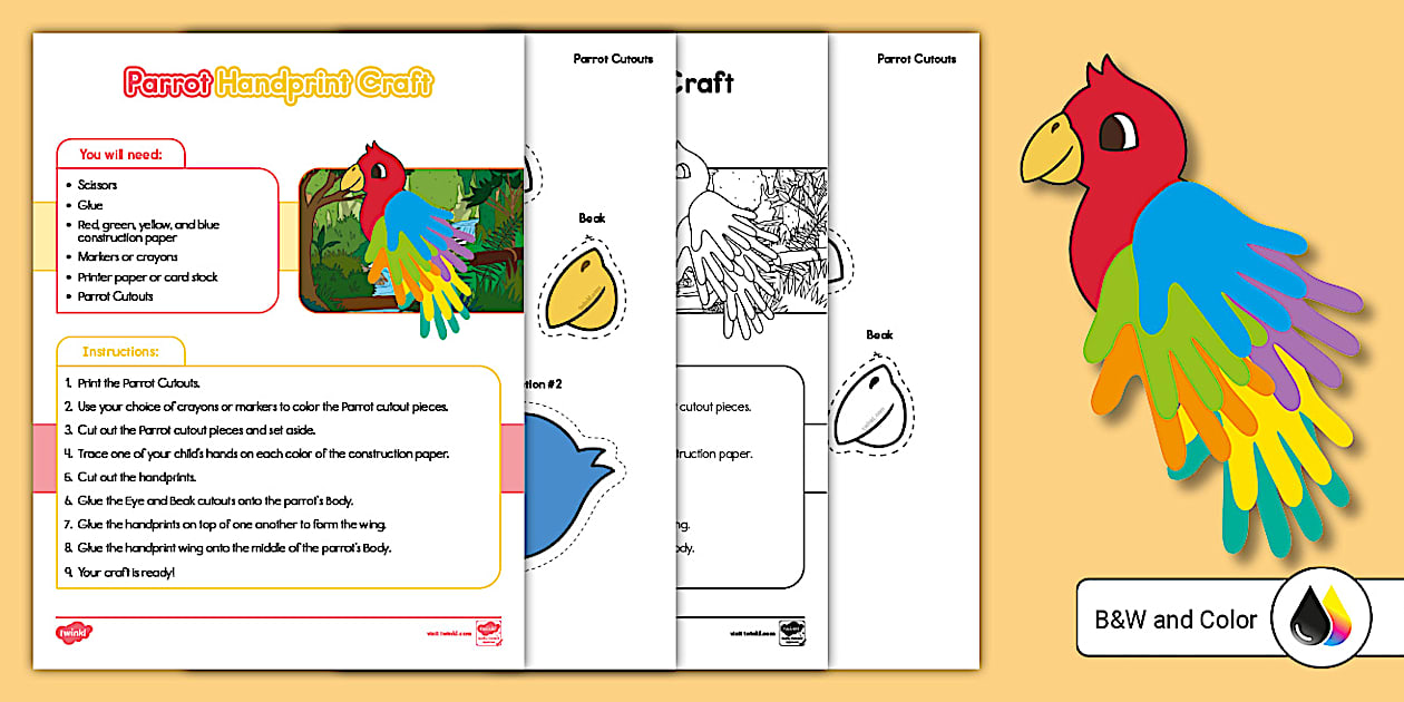 Colorful Parrot Handprint Craft for Kids | Twinkl USA