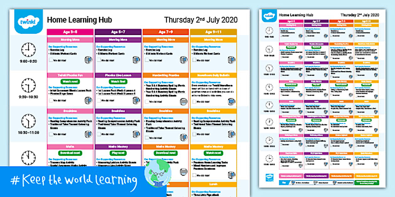 Home Learning Hub Daily Plan Thursday 2nd July - Twinkl