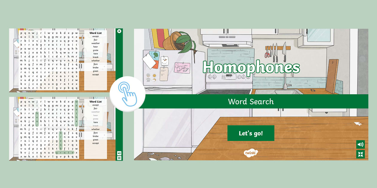 Homophones Interactive Word Search (teacher made) - Twinkl