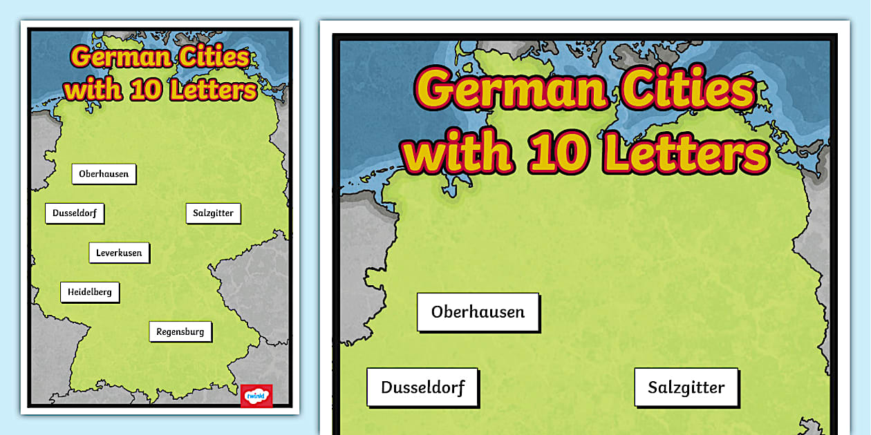 German Cities with 10 Letters Display Poster - Twinkl