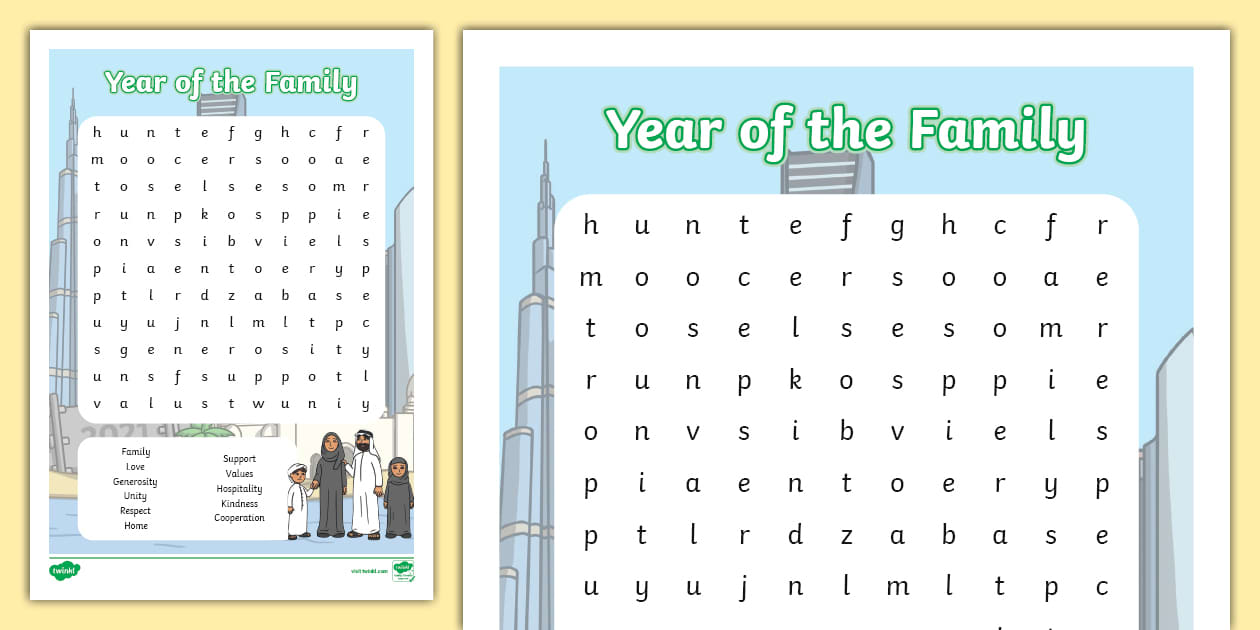UAE Year of the Family Word Search