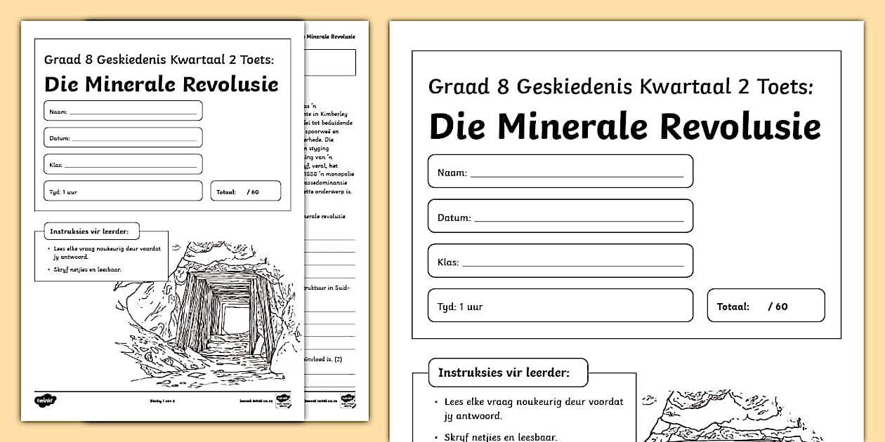 Graad 8 Geskiedenis Kwartaal 2 Toets: Die Minerale Revolusie