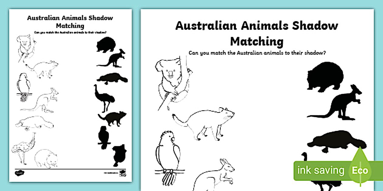 Australian Animals Shadow Matching - Twinkl