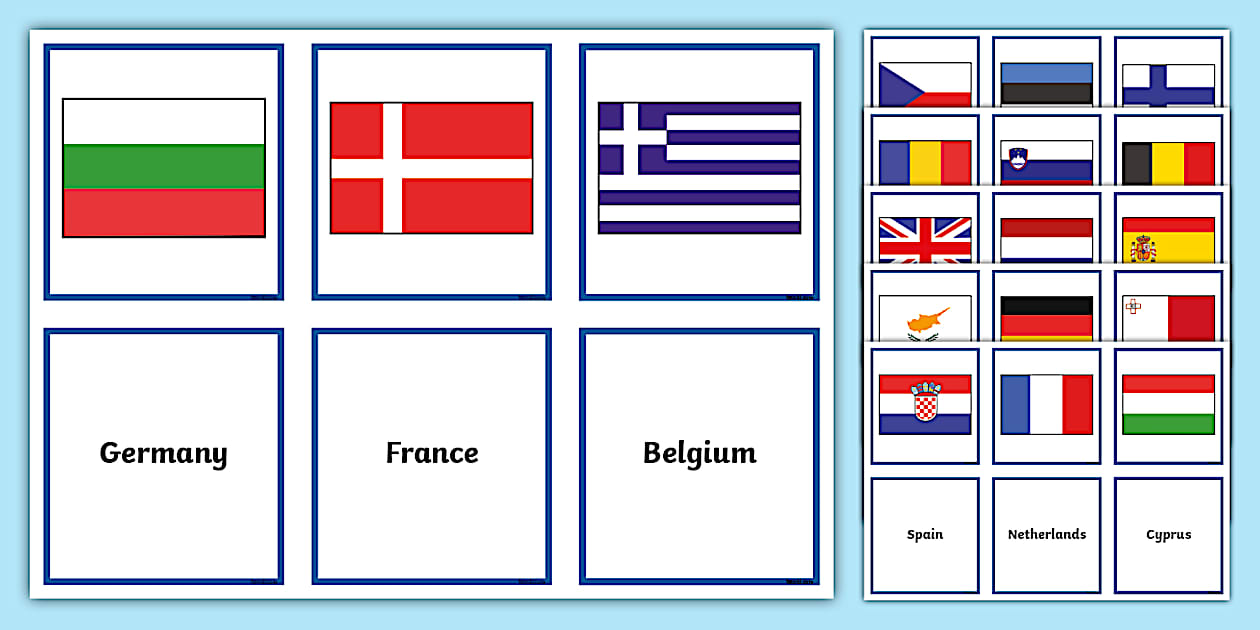 European Flags Matching Cards (Teacher-Made) - Twinkl