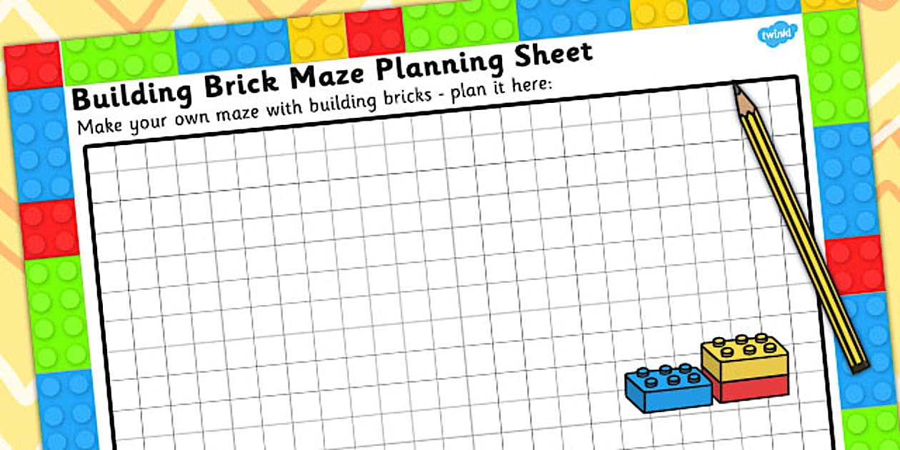 Building Brick Maze Planning Worksheet / Worksheet - Twinkl