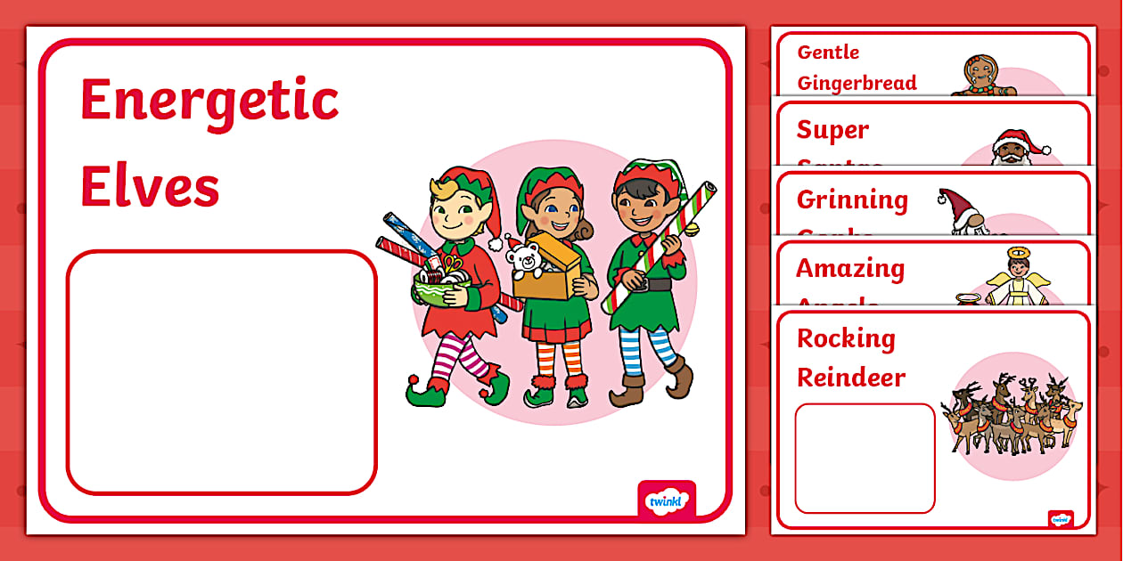 Editable Christmas Table Names Folding Labels - Twinkl