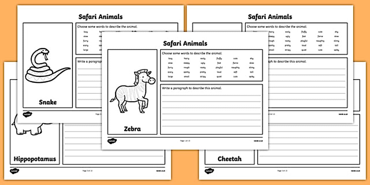Editable Safari Animal Description Writing Frames - Twinkl
