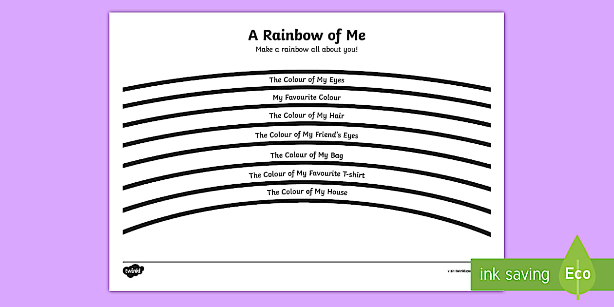 Editable Year 1 A Rainbow of Me Worksheet (teacher made)