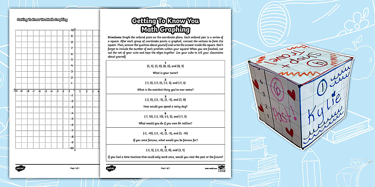 First Day of School Getting To Know You Math Graphing Worksheet for 6th-8th