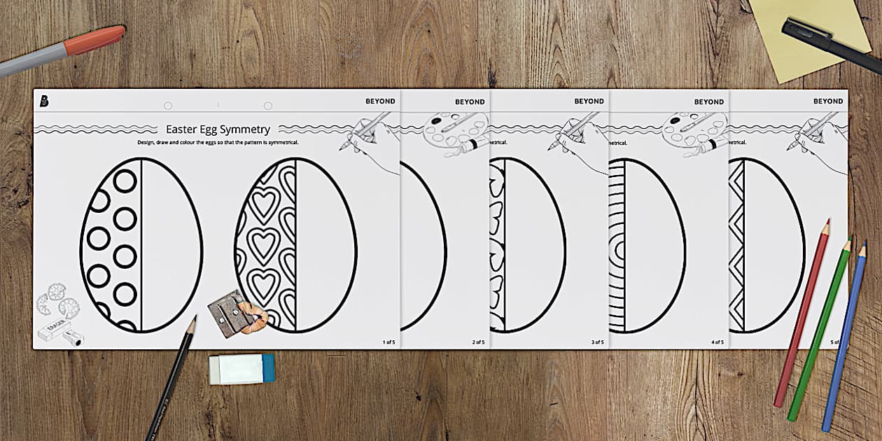 Easter Egg Symmetry (teacher made) - Twinkl