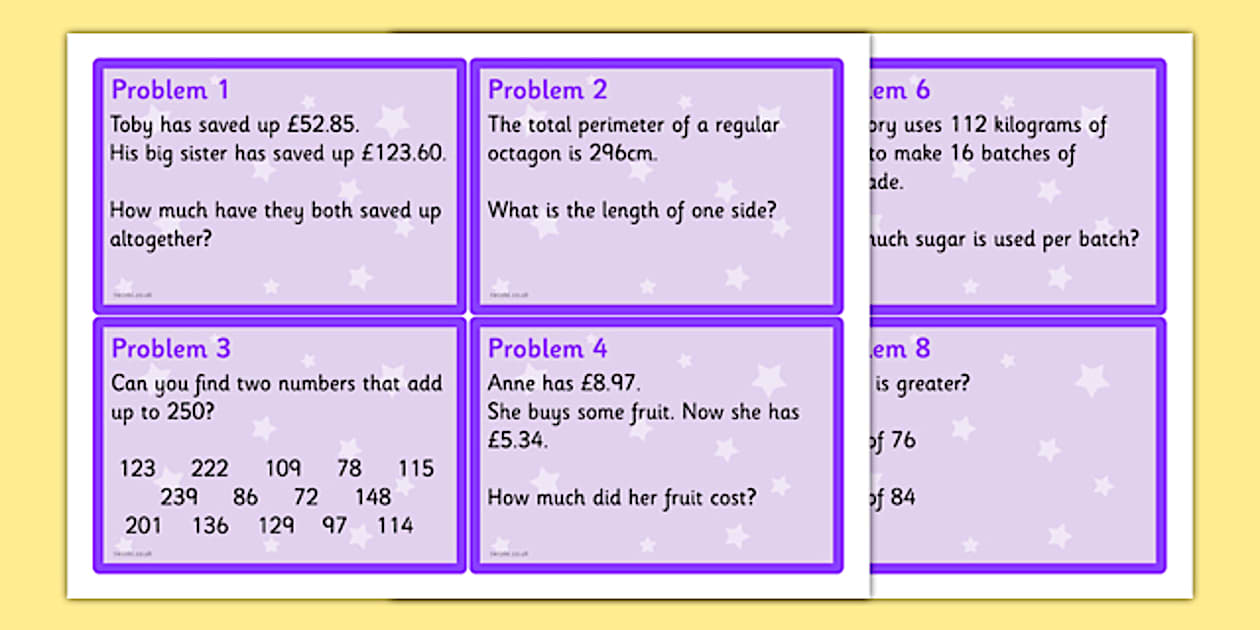 Maths Problem Cards Year 6 (teacher made) - Twinkl