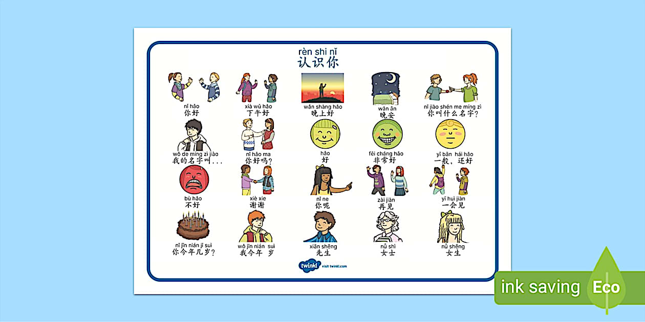 *SingaporeMandarin with Pinyin Getting to Know You Word Mat*