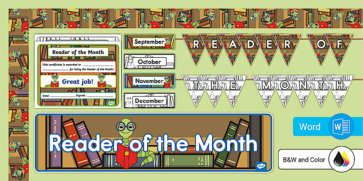 Reader of the Month Bulletin Board Pack (Teacher-Made)