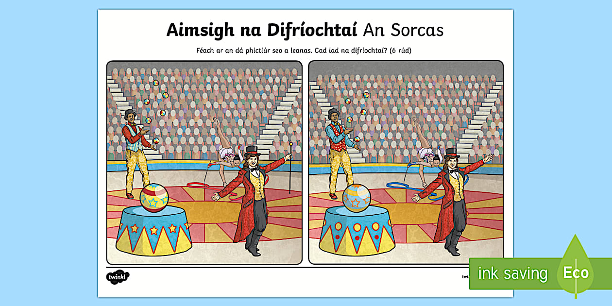 An Sorcas, Aimsigh na Difríochtaí Worksheet / Worksheet-Irish