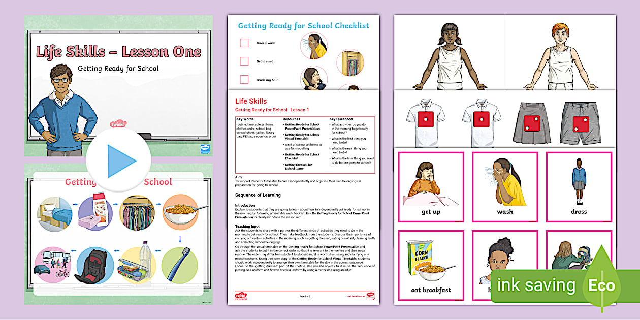 Life Skills Lesson 1 - Getting Ready for School - Twinkl