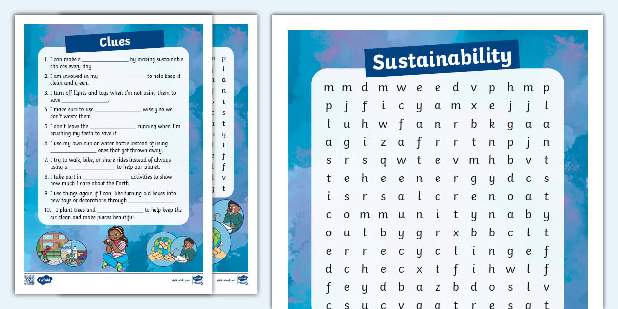 Values Word Search - Sustainability (teacher made) - Twinkl