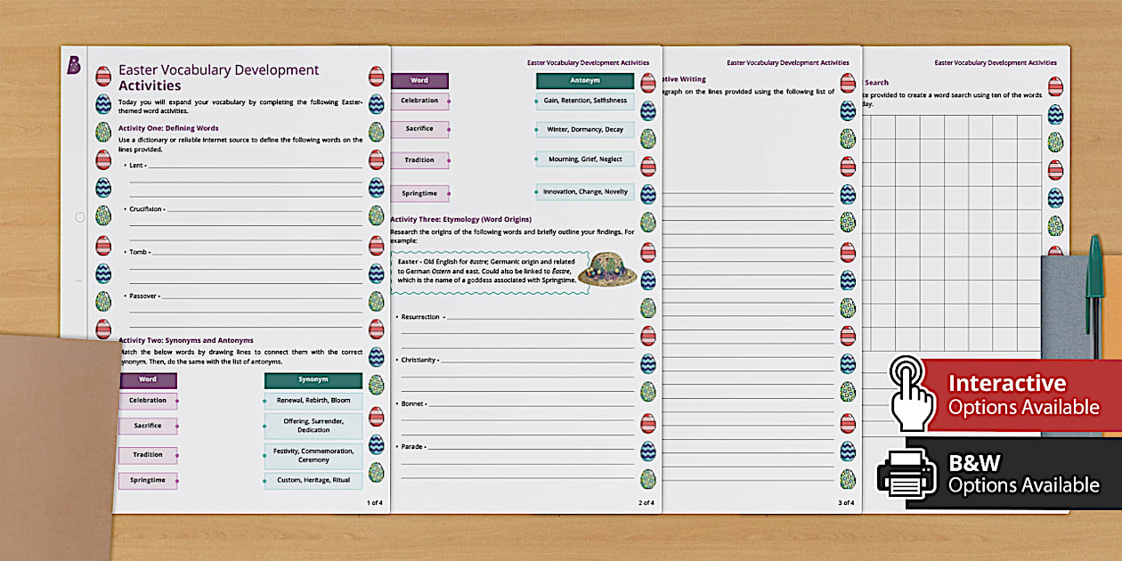 Easter Vocabulary Development Activities - Twinkl