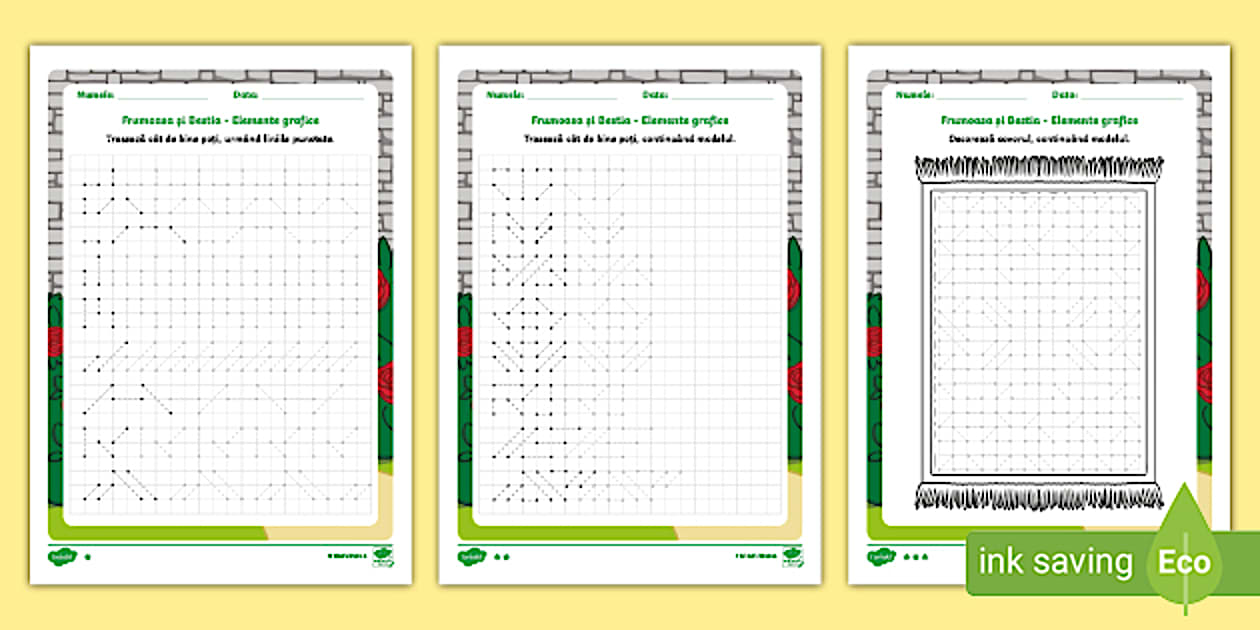 Frumoasa și Bestia - Fișe cu semne grafice - Twinkl