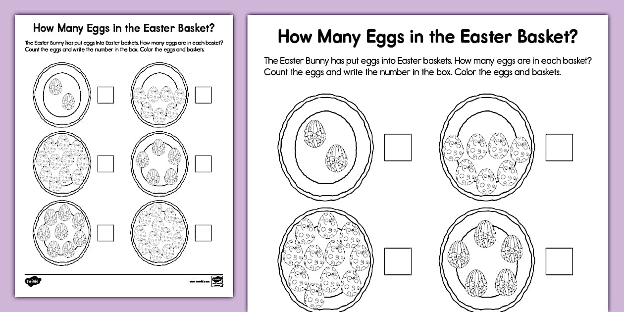 How Many Eggs in the Easter Basket Worksheet | Twinkl USA