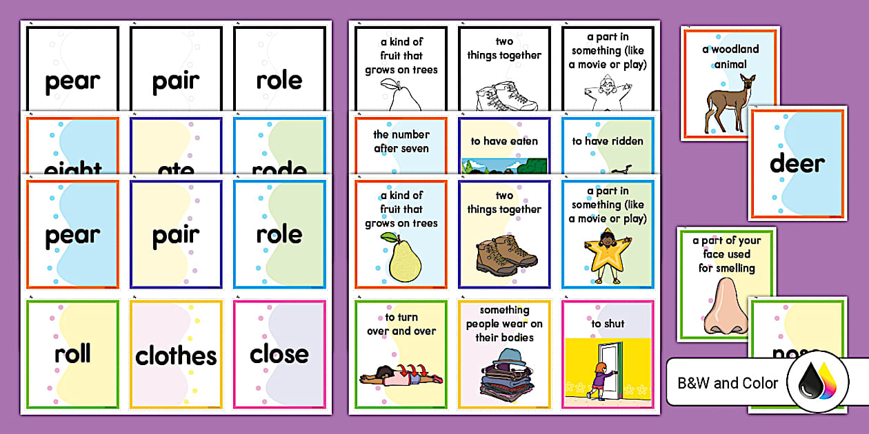 Homophones Matching Game (teacher made) - Twinkl