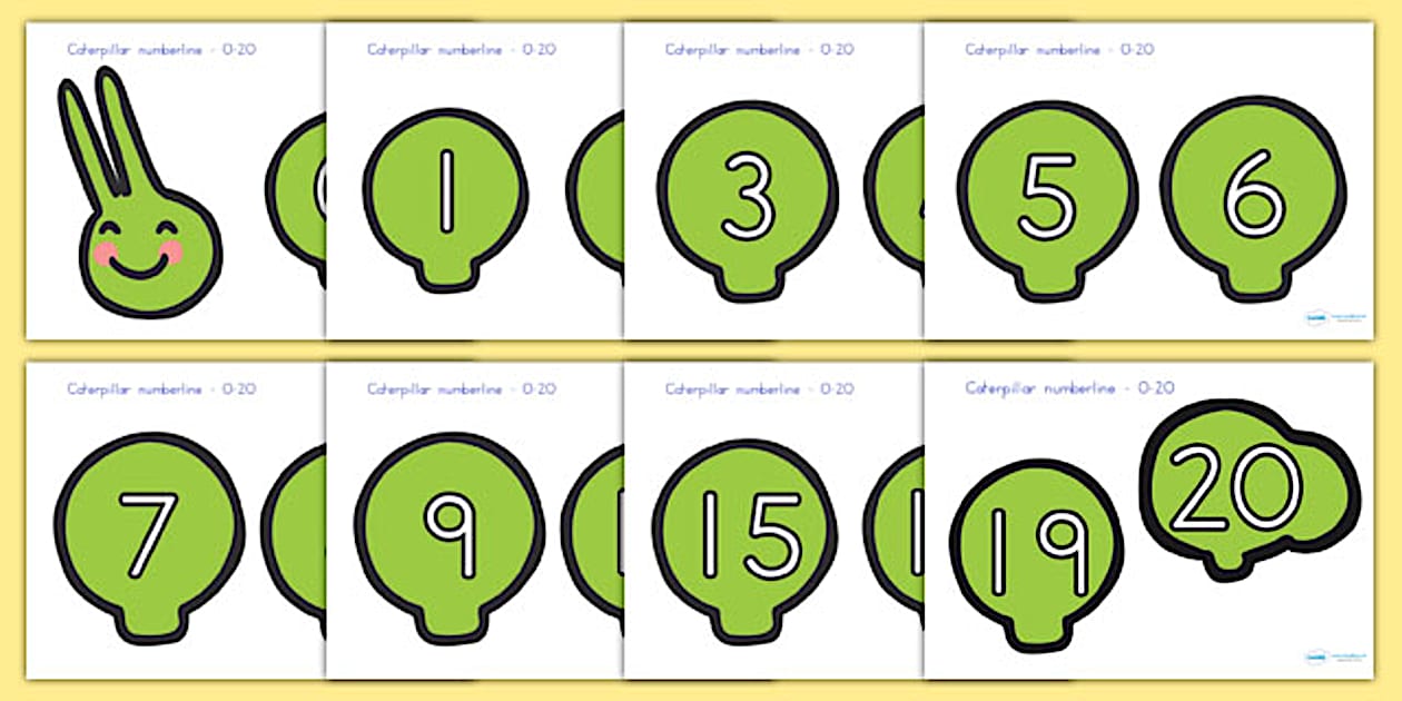 Caterpillar Number Line 0 20 (teacher made) - Twinkl