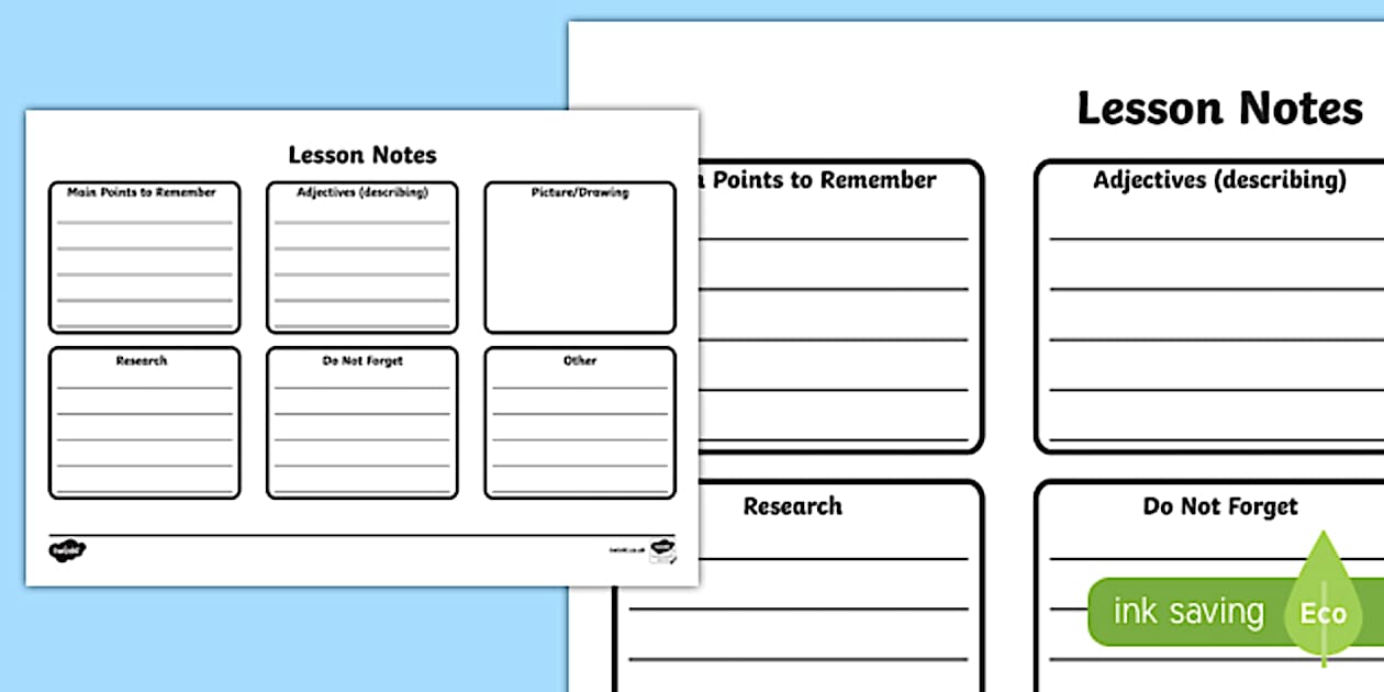 Cursive Student Lesson Notes Sheet (teacher made) - Twinkl