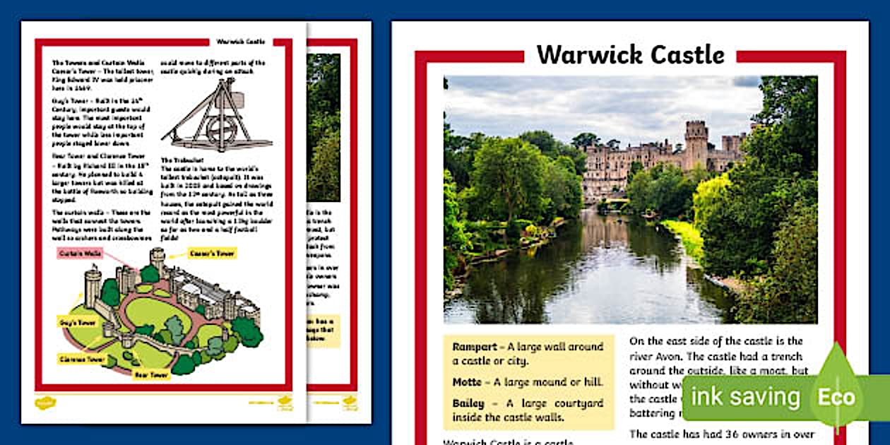 Warwick Castle Facts Sheets- KS1 teacher-created resource.