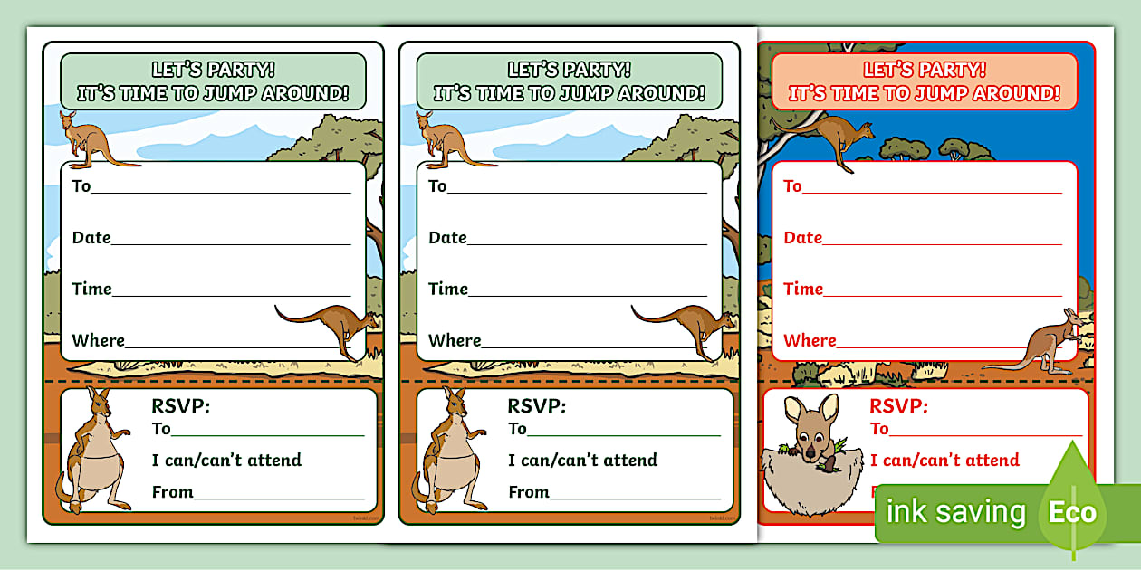 Kangaroo Themed Party Invitations (Lehrer gemacht) - Twinkl