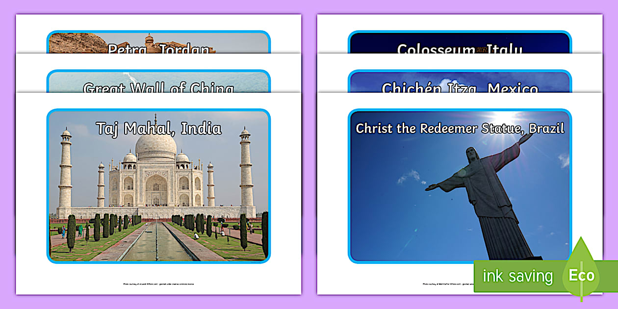 7 Wonders of the Modern World Display Photos - Twinkl