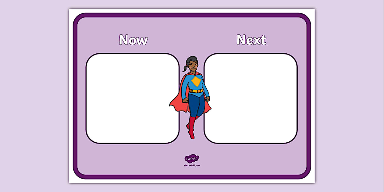 Superhero Now and Next Board (teacher made) - Twinkl