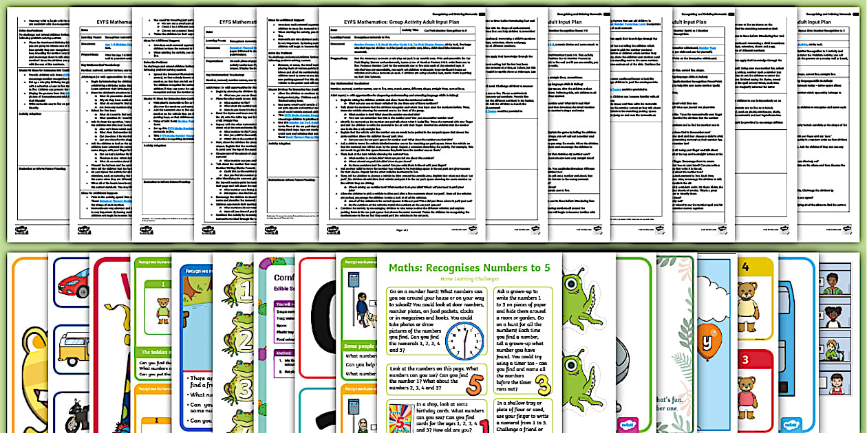 EYFS Recognises Numerals to 5 Adult Input Planning Pack