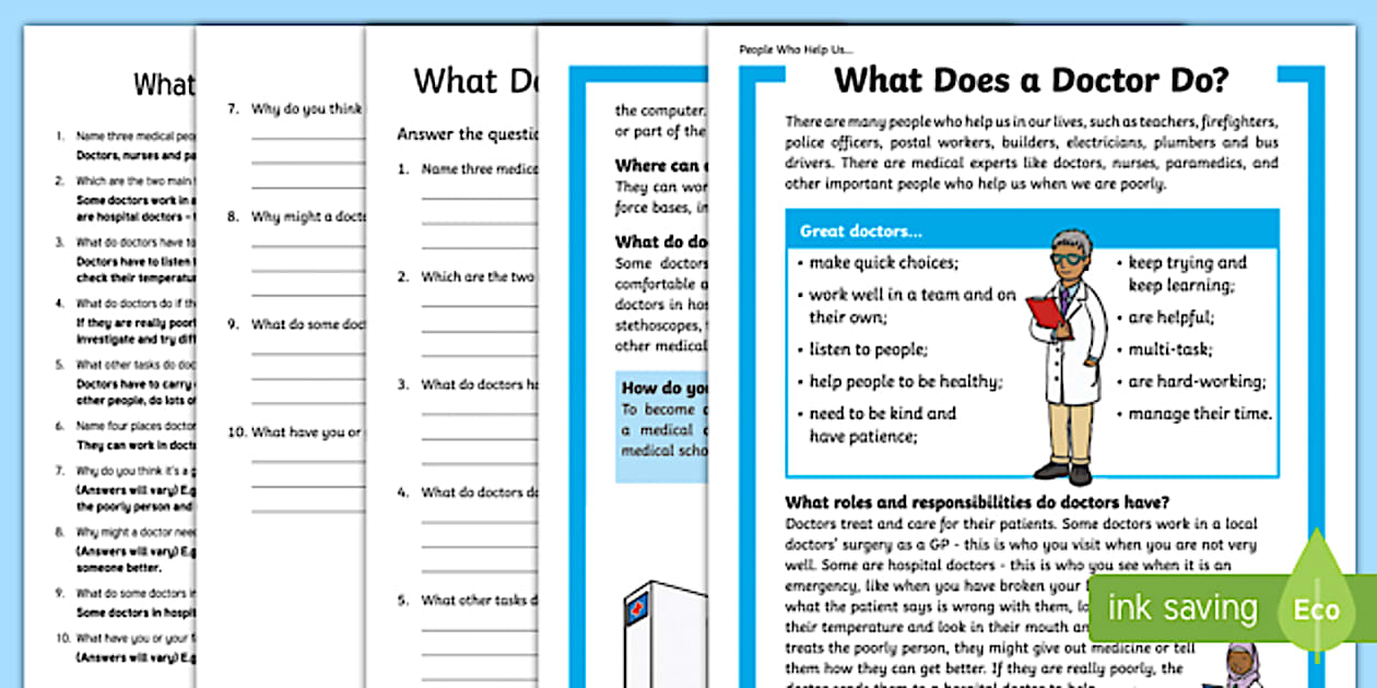What is the Role of a Doctor? Fact File (teacher made)