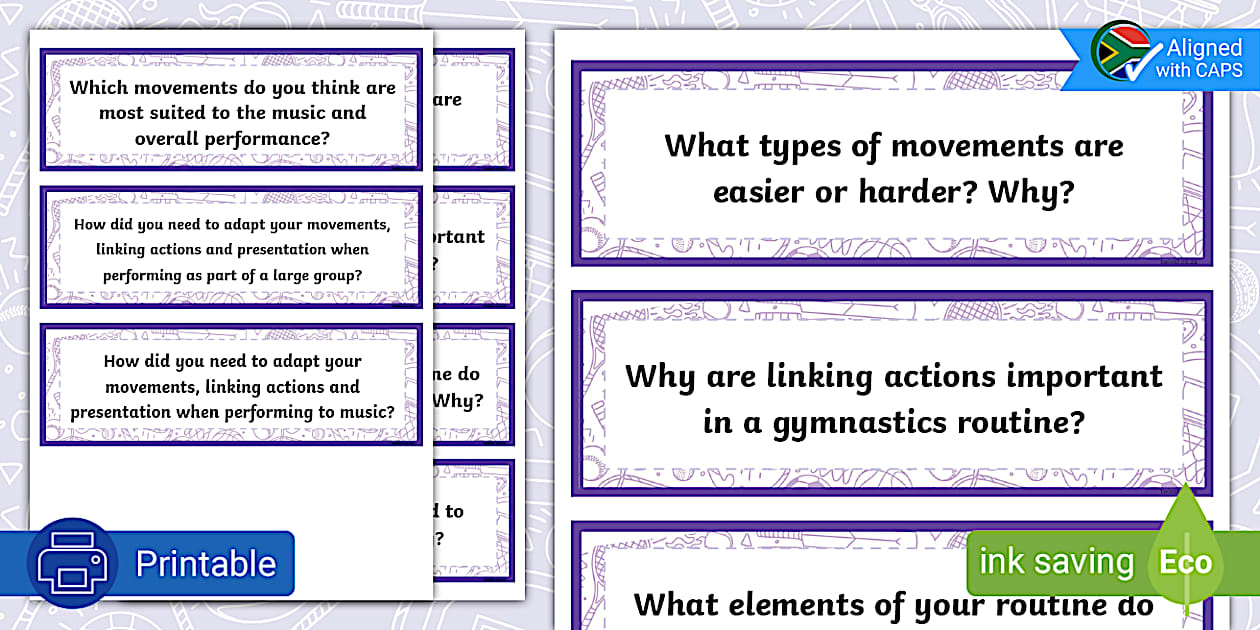 Grade 6 Physical Fitness Gymnastics Movement Question Cards