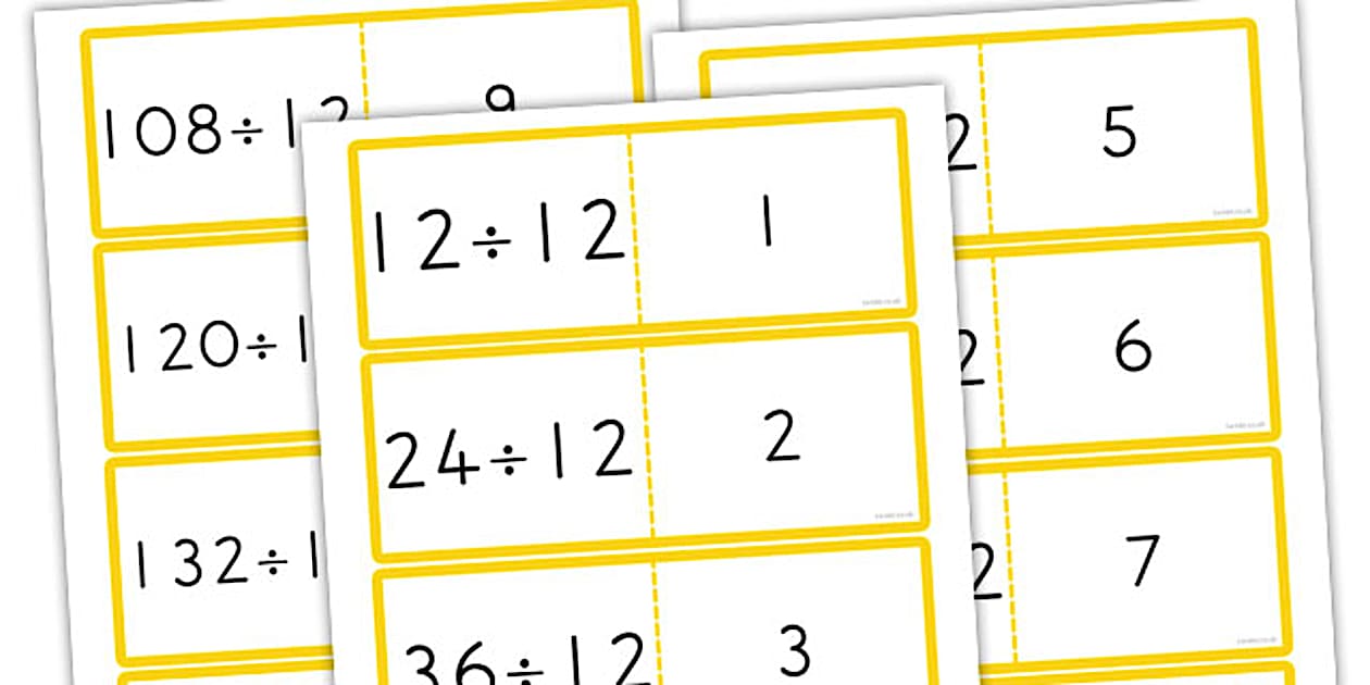 12 Times Table Division Cards (teacher made) - Twinkl