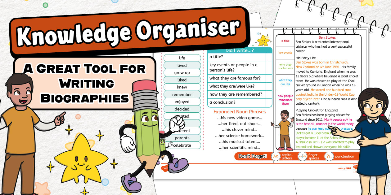 Biographies Knowledge Organiser - Twinkl