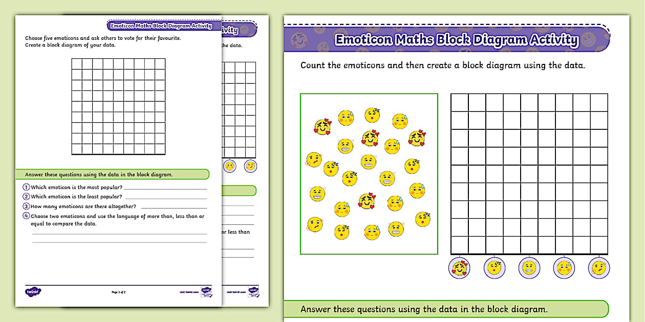 👉 Emoticon Maths Block Diagram Activity (teacher made)