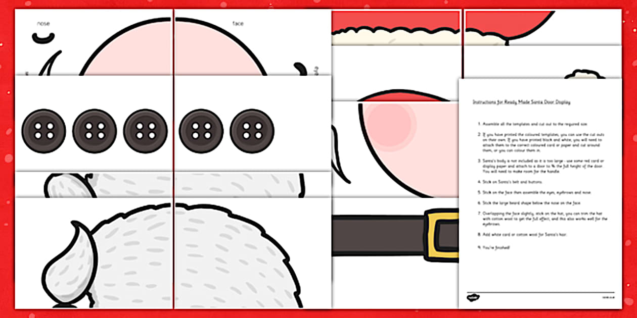 Ready Made Santa Door Display Pack - Santa Art For Preschool