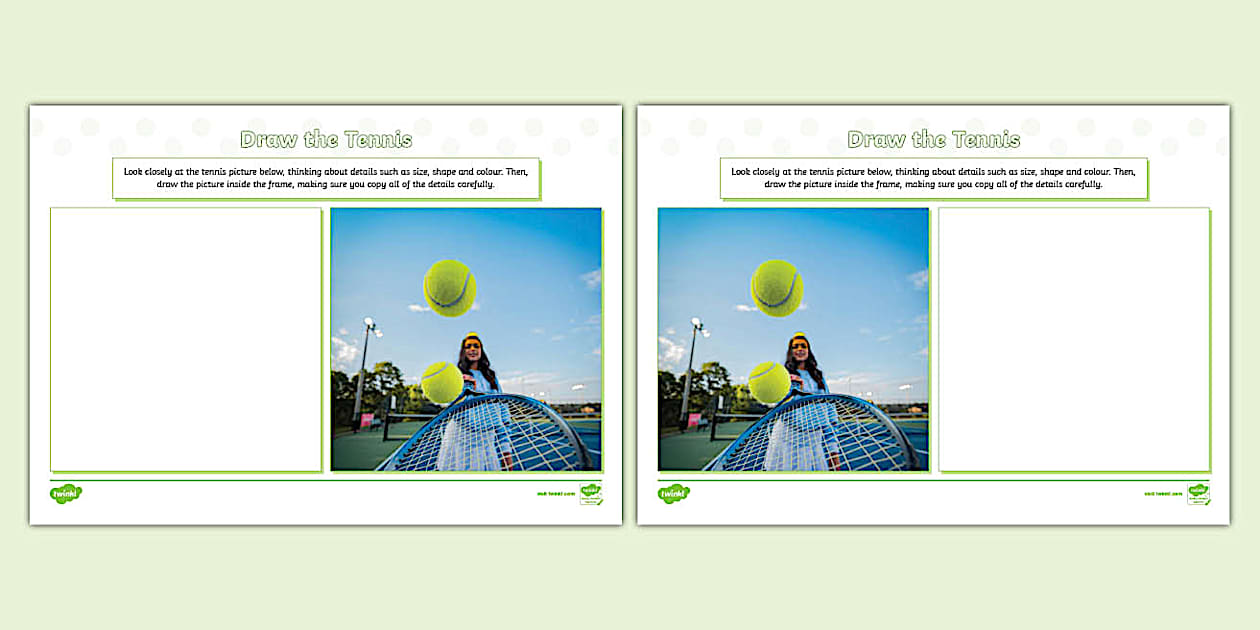 Draw the Tennis Picture Worksheet (teacher made) - Twinkl