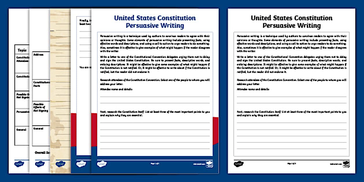 Constitution Persuasive Writing, Rubric, and Self-Check