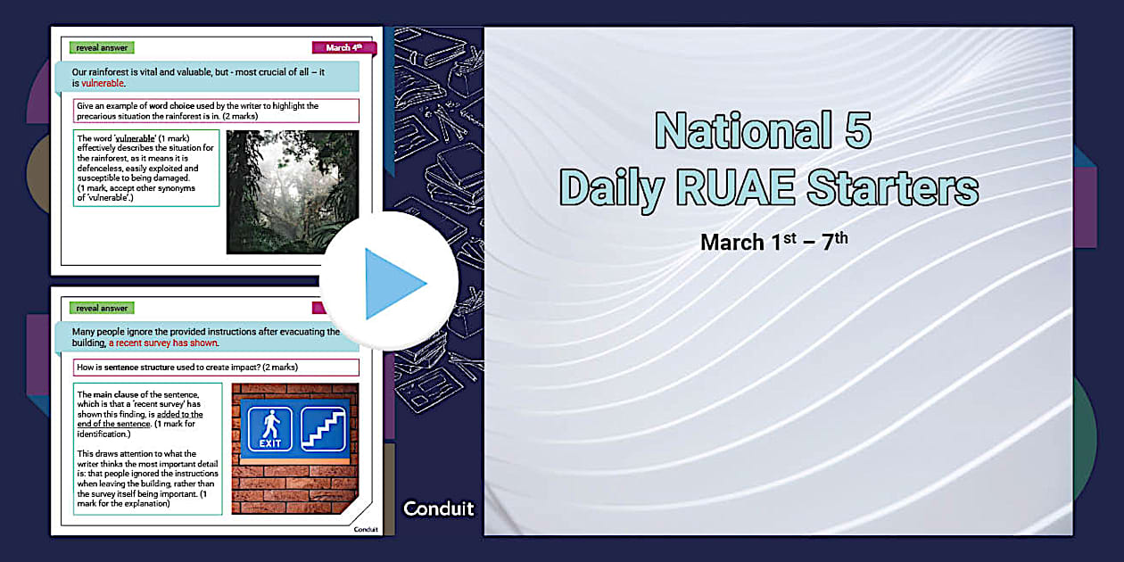 National 5 Daily RUAE Starters March 1st – 7th - Twinkl