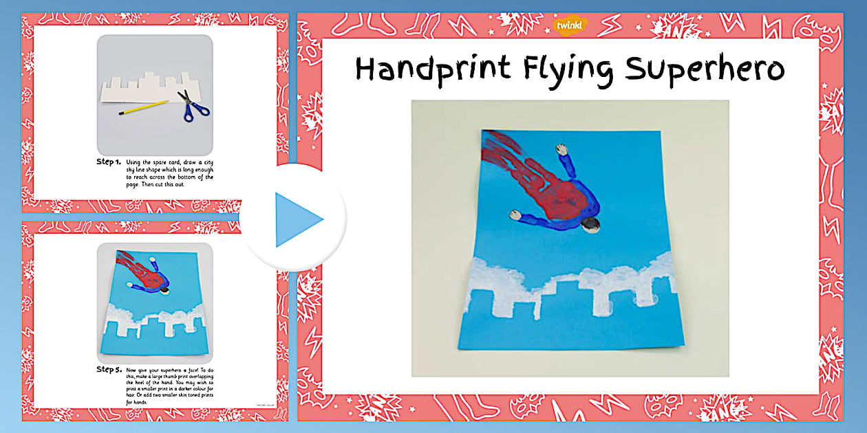 Handprint Flying Superhero Craft Instructions PowerPoint - craft