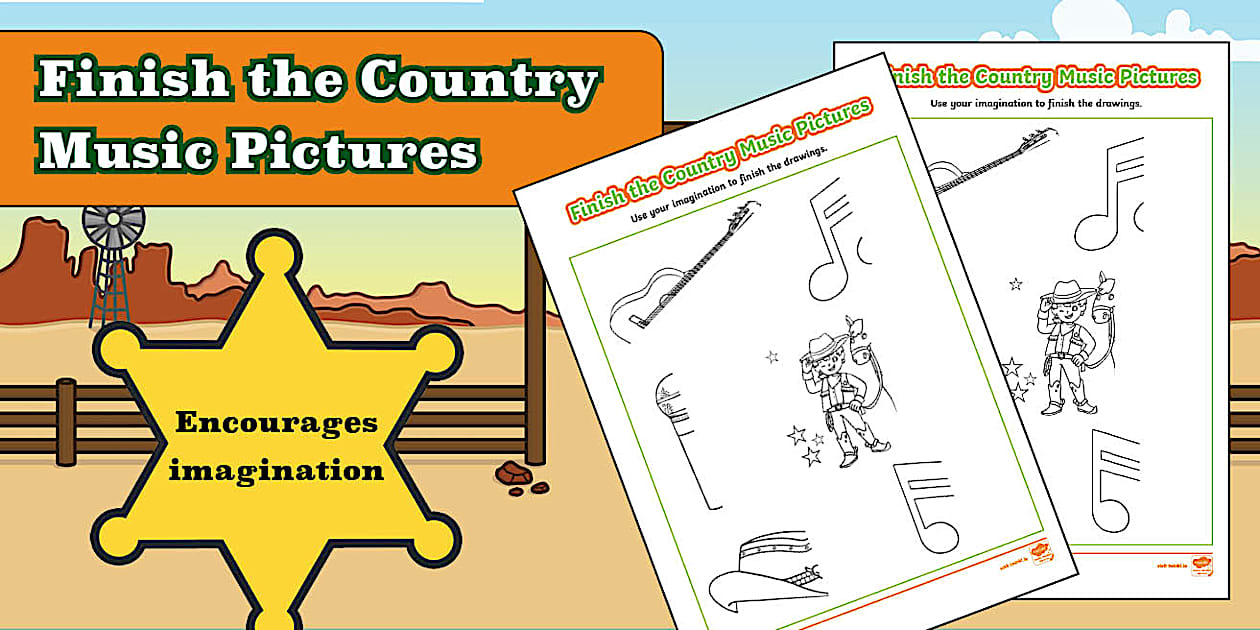 Finish the Country Music Pictures Worksheet
