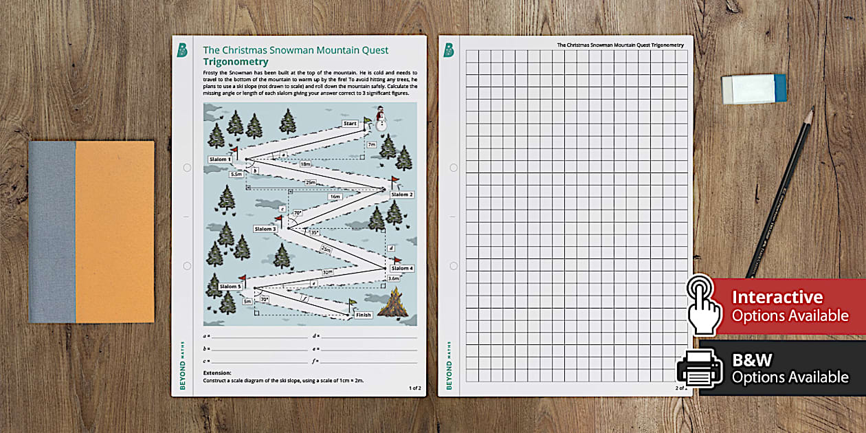 The Christmas Snowman Mountain Quest Trigonometry - Twinkl