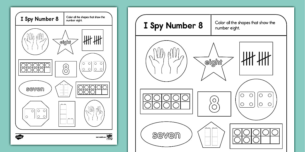 Number Sense I Spy Number 8 Activity - Twinkl