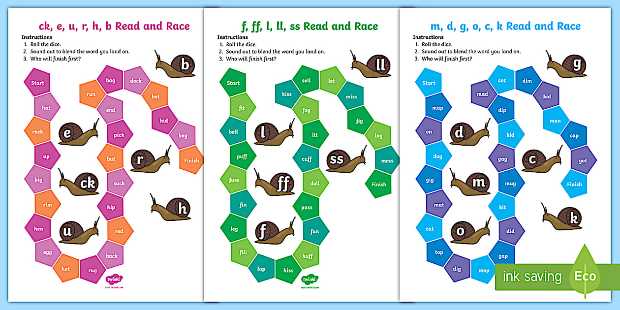 Phase 2 Read and Race Game (teacher made) - Twinkl
