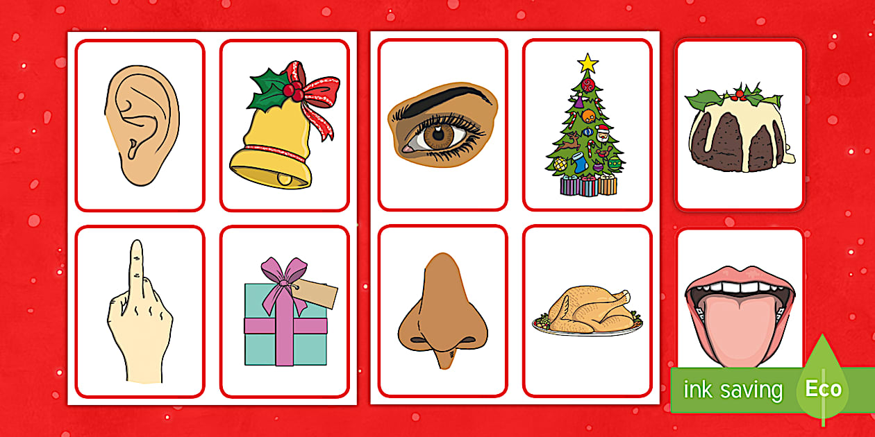 Christmas Five Senses Matching Cards (Teacher-Made) - Twinkl