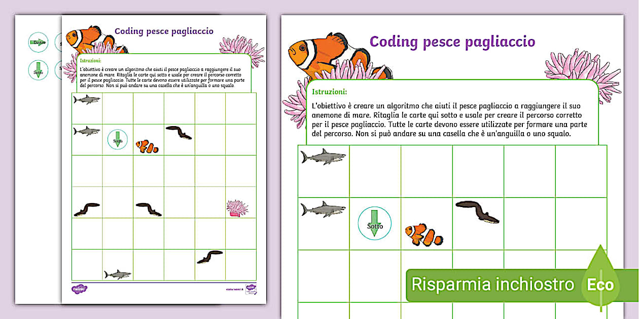Coding Pesce Pagliaccio (professor feito) - Twinkl